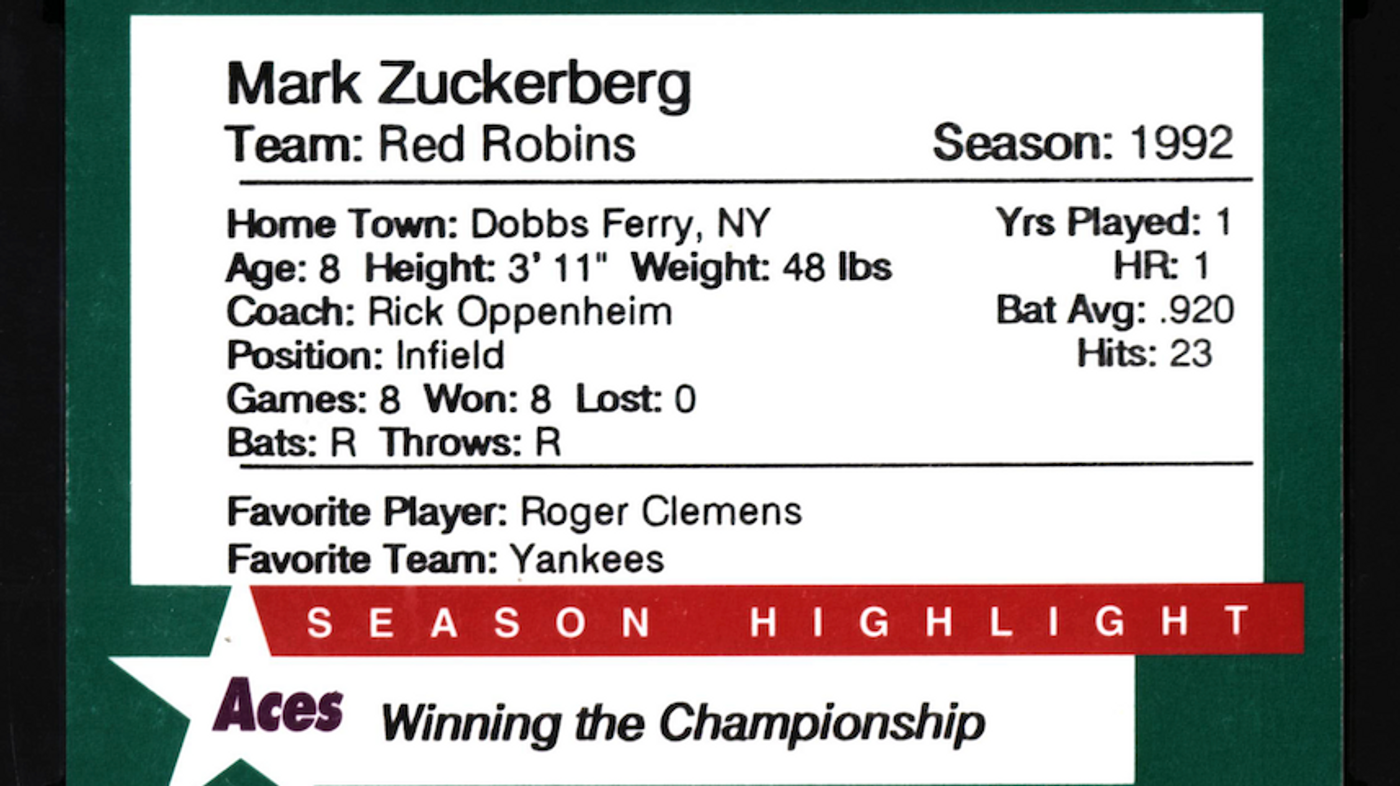 Mark Zuckerberg Little League Card With Signature Sold For Over ...
