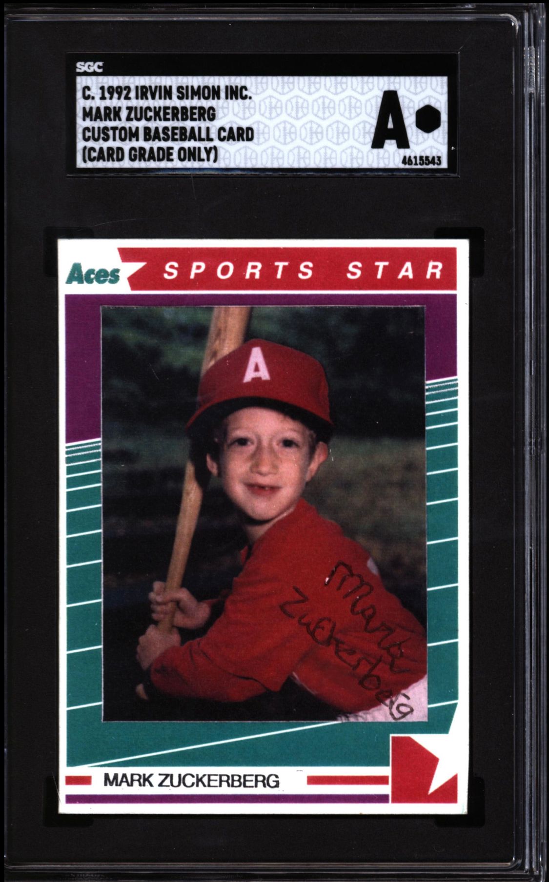 Mark Zuckerberg Little League Card With Signature Sold For Over ...